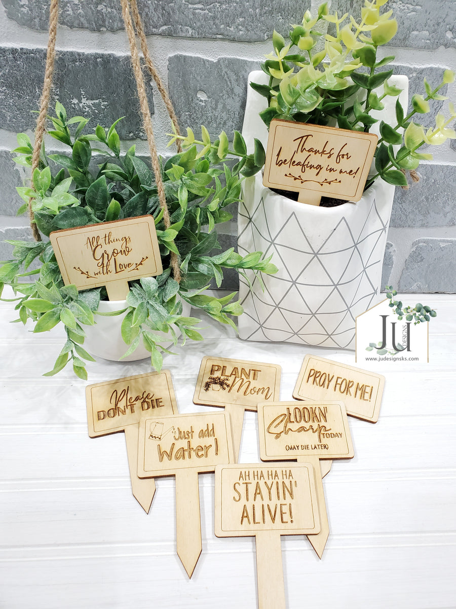 Wood Plant Stake Signs – J.U. Designs