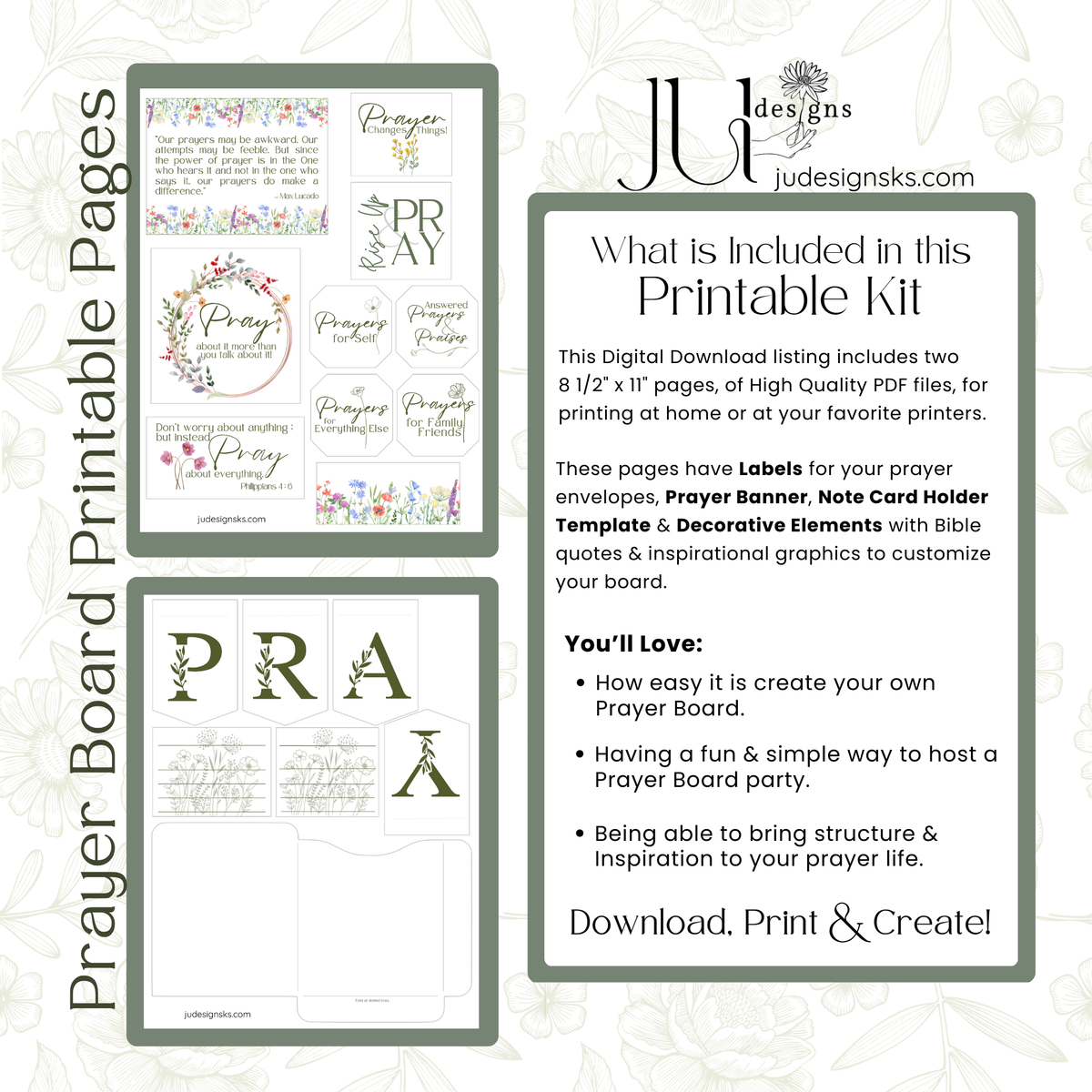 Prayer Board Printable Kit – J.U. Designs
