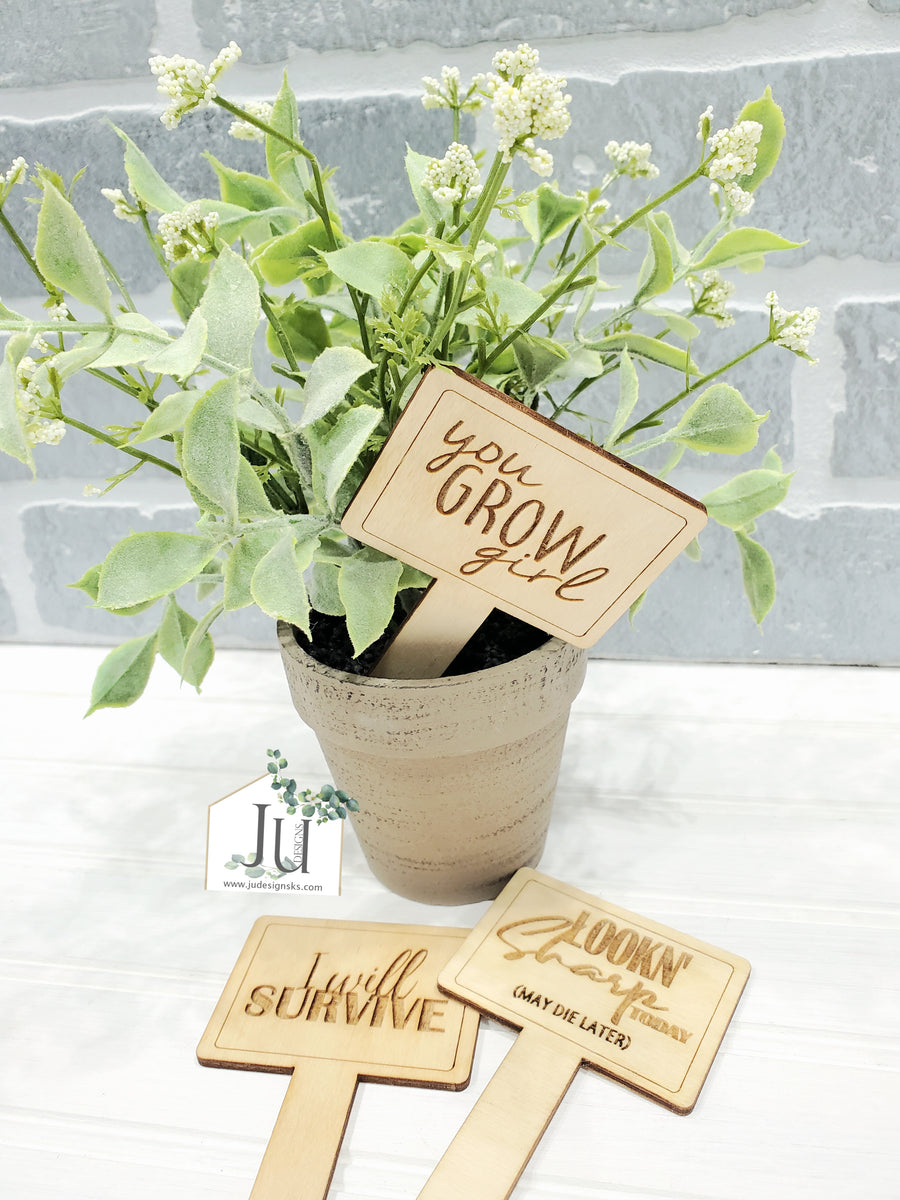 Wood Plant Stake Signs – J.U. Designs